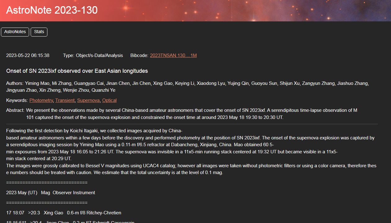 国家天文科学数据中心助力专业-业余合作（Pro-Am）发现超新星 | 国家天文科学数据中心 | NADC